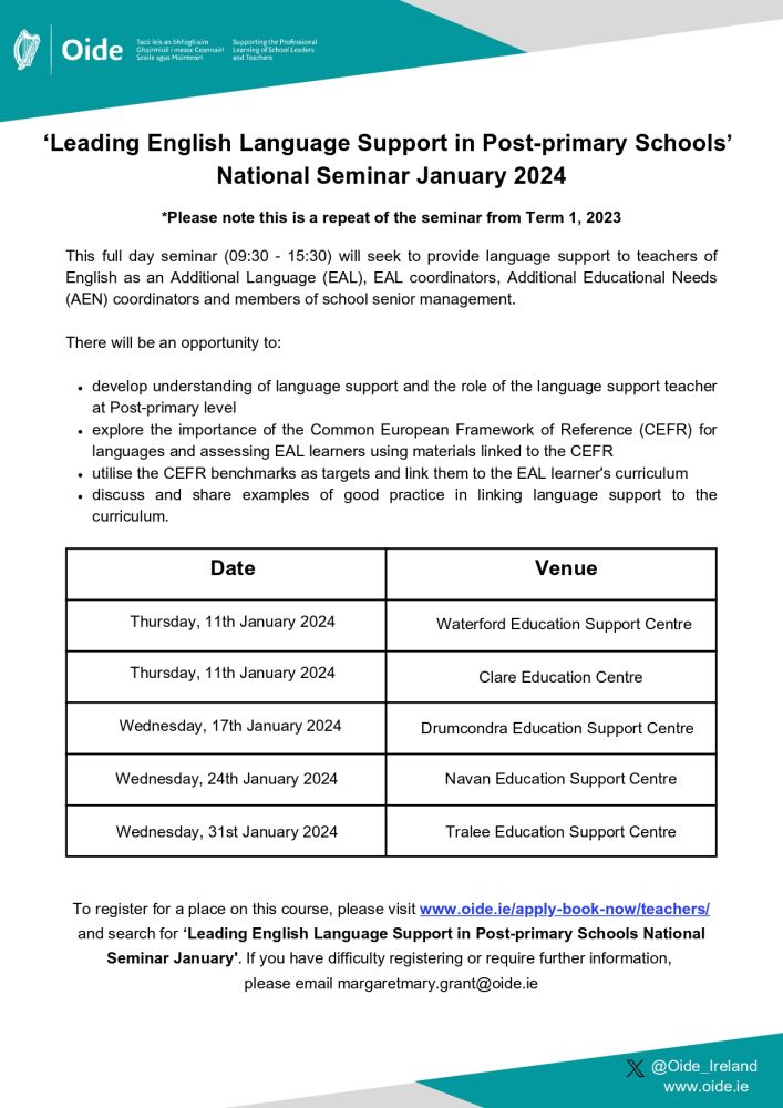 Education Centre Tralee | Teacher CPD - `Leading English Language ...