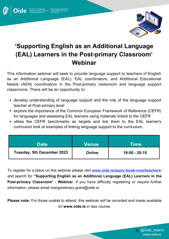 Education Centre Tralee | Teacher CPD - 23TRA745 Supporting English as ...