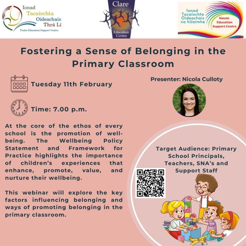 Education Centre Tralee | Teacher CPD - 25TRA217 Fostering a Sense of ...